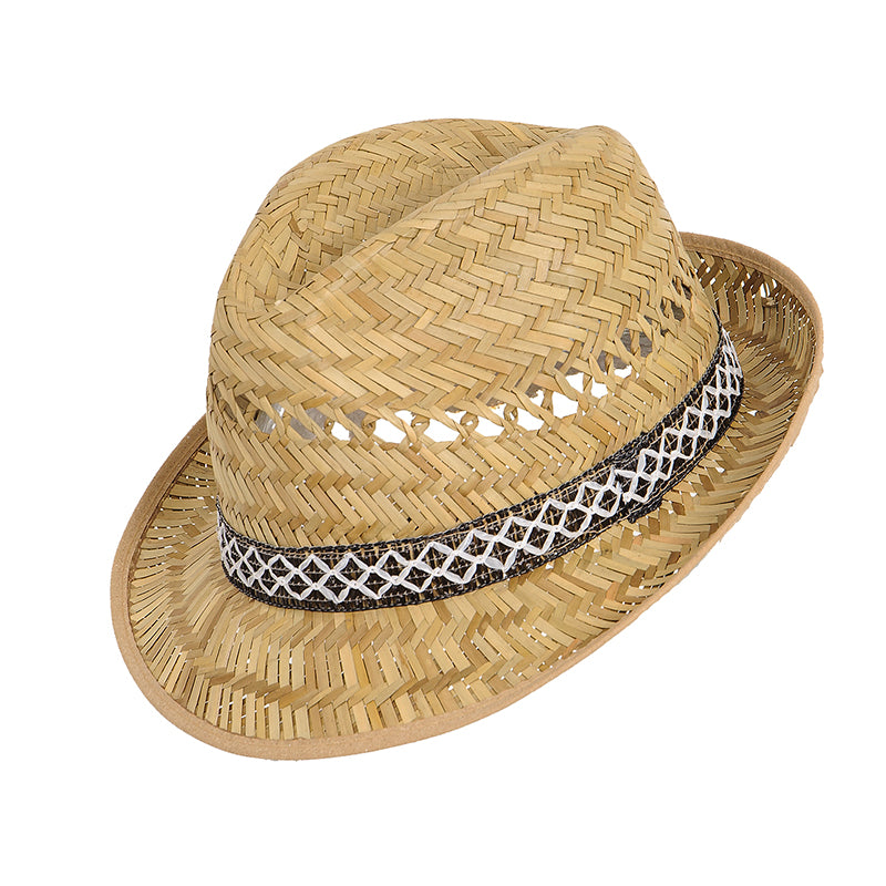 2004 Traditional Trachten Trilby Stroh Hut/ Straw Hat by Faustmann wit ...