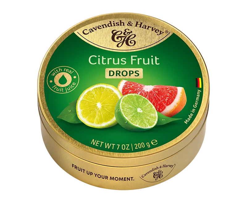 Cavendish & Harvey Citrus Fruit Tin Fruit Drops Hard Candy Tin – German ...
