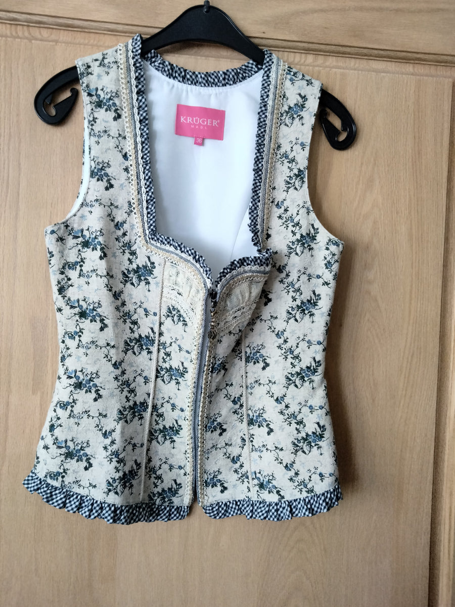 355576 Krueger Mieder Top Beige with blue flowers, Zipper – German ...