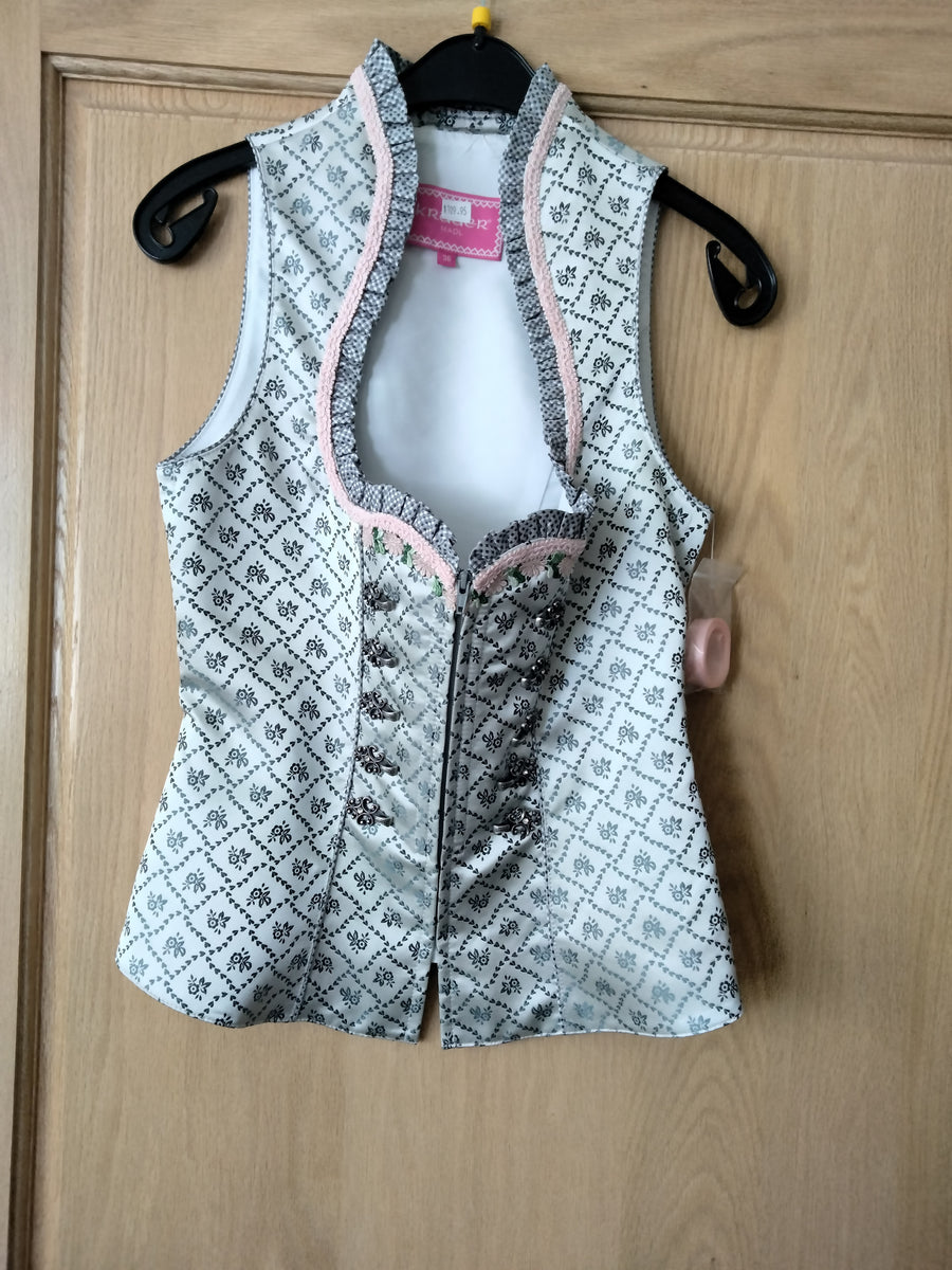 35545 TRADITIONAL Mieder / BODICE BABSI IN LIGHT GRAY BY KRÜGER DIRNDL ...