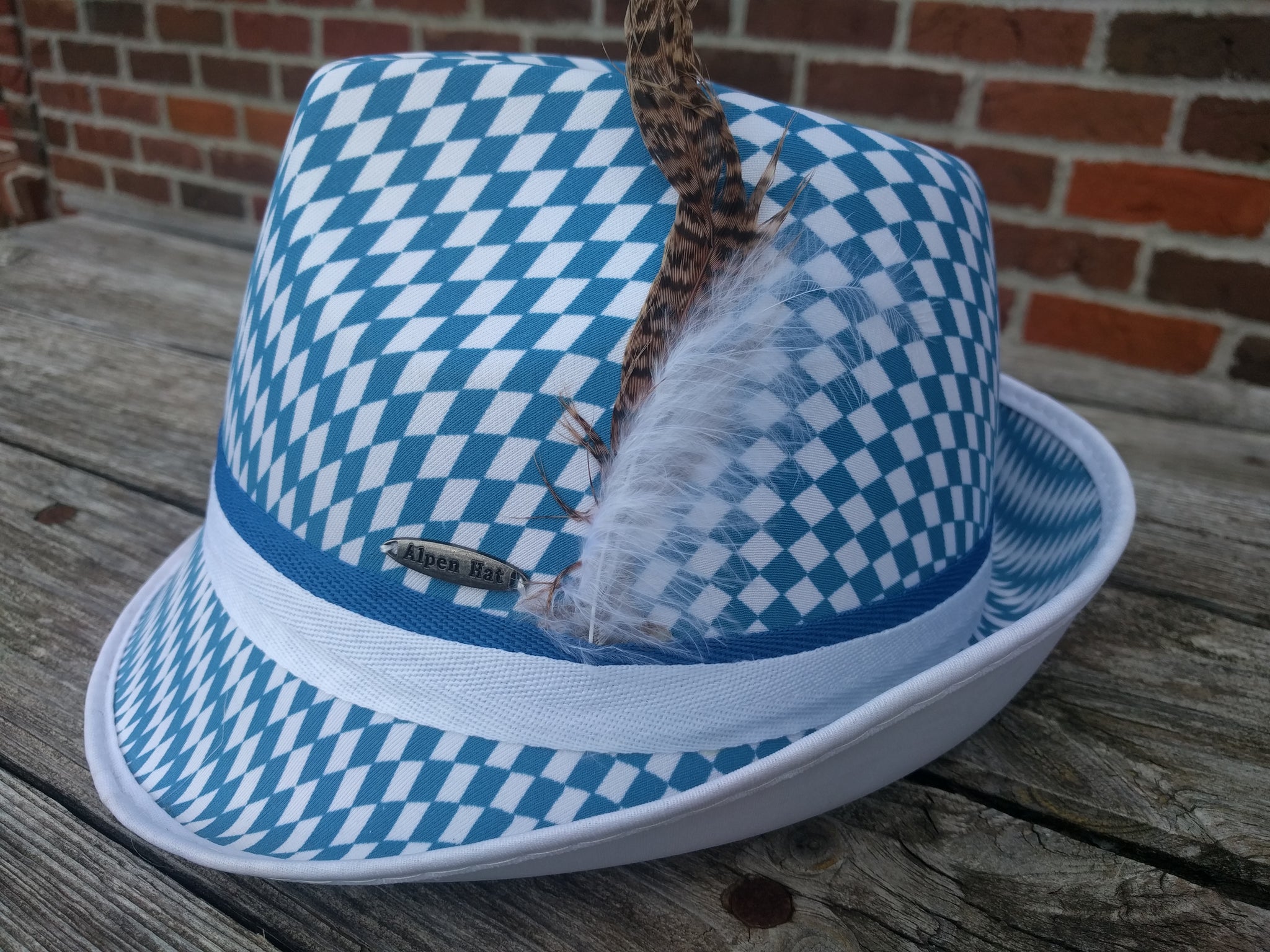 H 637 Bavarian Fedora / Oktoberfest Hat blue / white checkered – German ...